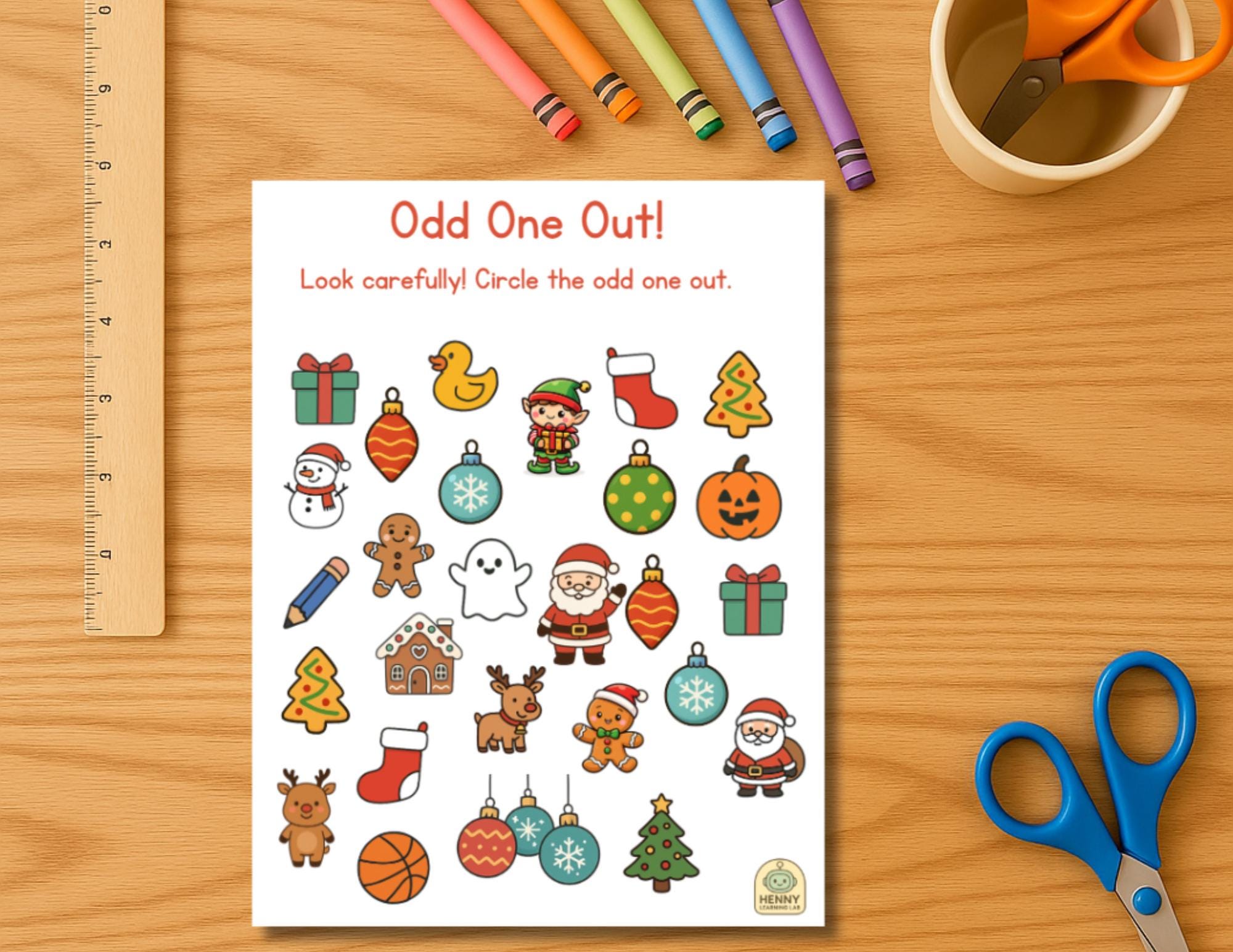 Christmas Odd One Out Worksheet | Holiday Preschool Activity (PDF) - Etsy