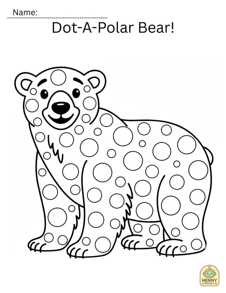 Winter Dot Marker Polar Bear Worksheet – Preschool Fine Motor Activity ...