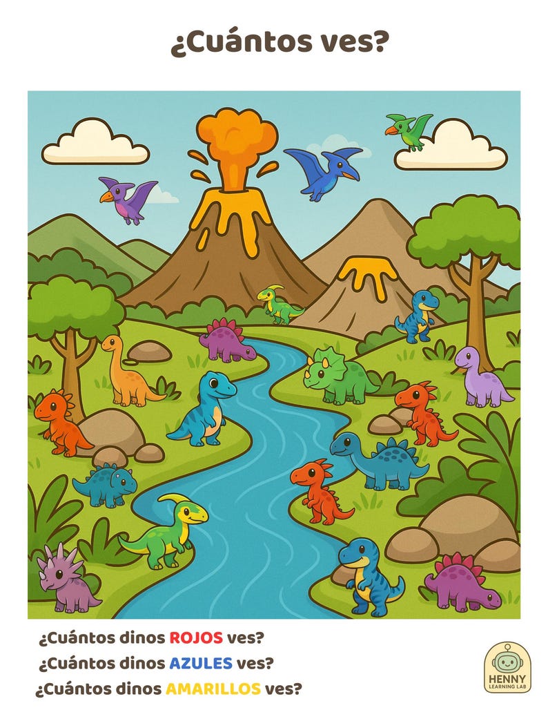 ES- Dino Color Count Worksheet | Preschool Learning Activity | Kids ...