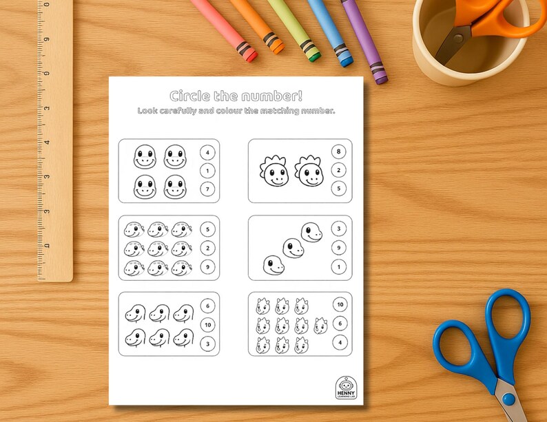 Dinosaur Counting Worksheet | Preschool Math (printable PDF) - Etsy