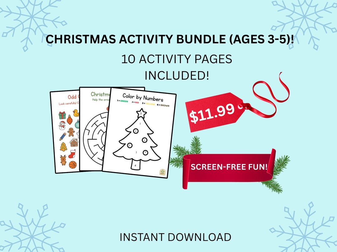 Preschool Christmas Worksheets, Toddler Activity Pack, Count Color Fine ...
