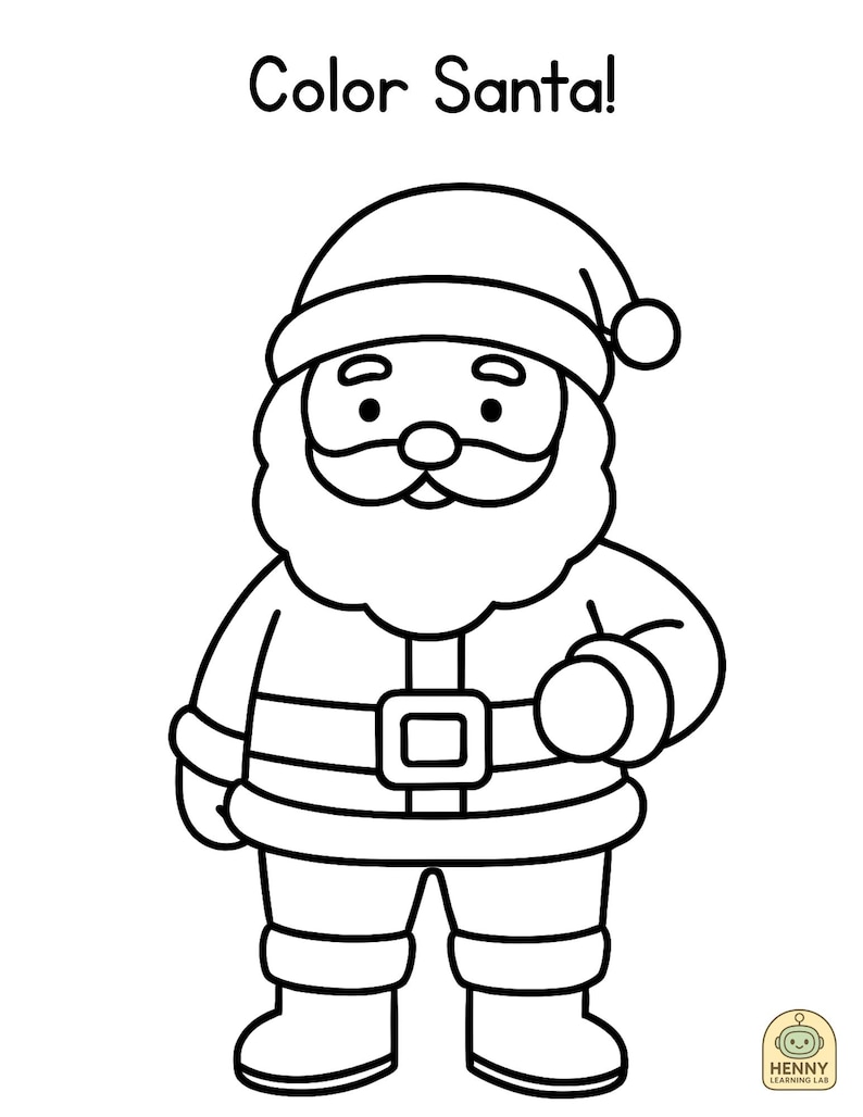 Christmas Santa Coloring Page | Kids Holiday Activity (PDF) - Etsy