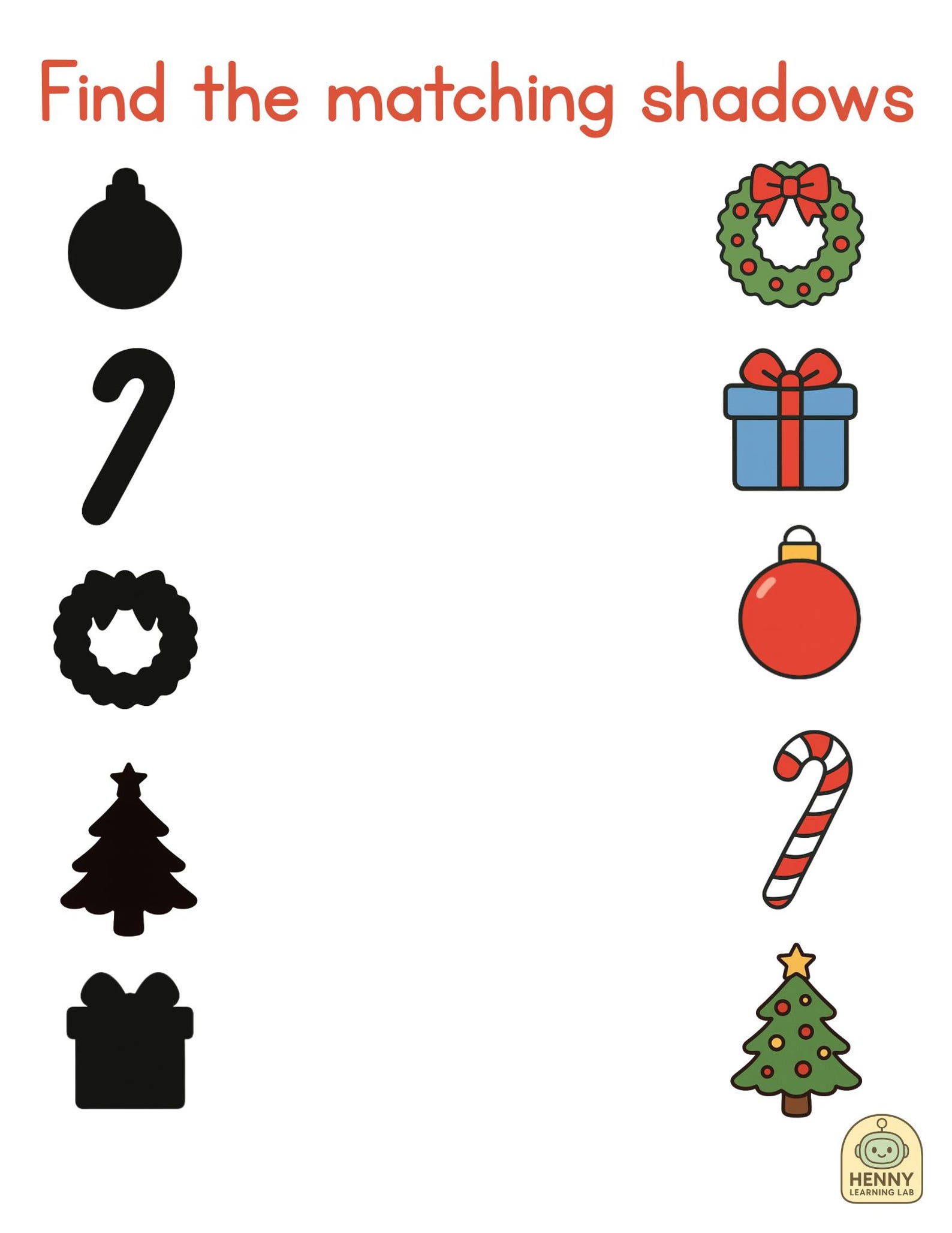 Christmas Shadow Matching Worksheet | Holiday Printable (PDF) - Etsy