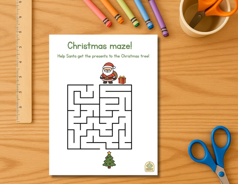 Santa Maze Worksheet | Christmas Activity, Ages 3-5 (PDF) - Etsy