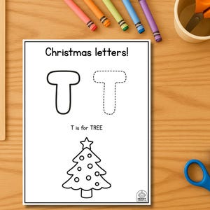 Christmas Letter Tracing Worksheet | Letter T Printable | Preschool ...