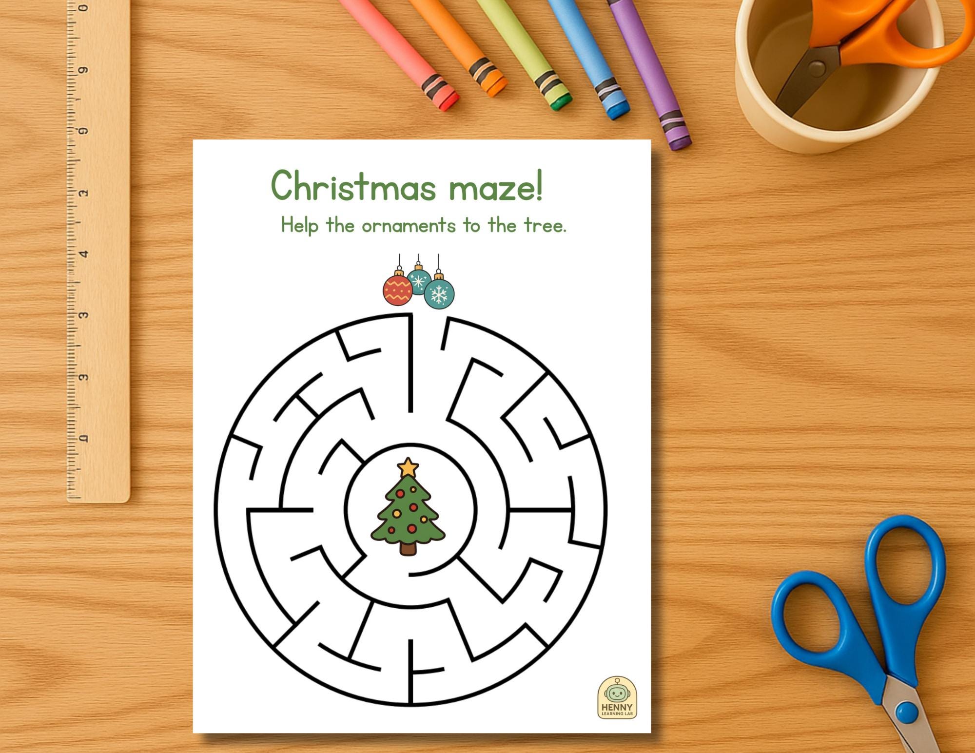 Santa Maze Worksheet | Christmas Activity for Kids (PDF) - Etsy