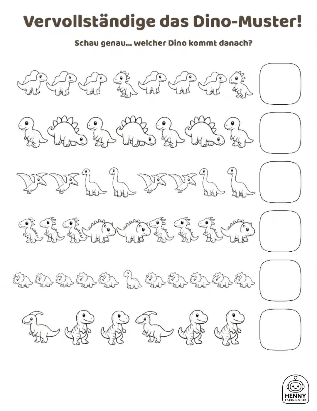 DE- Dinosaur Pattern Worksheet | Preschool Learning Activity | Kids ...