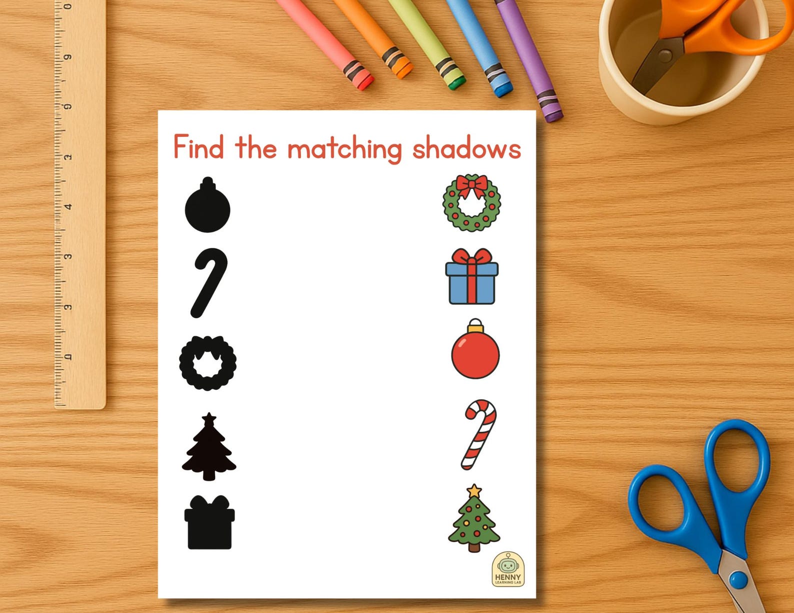 Christmas Shadow Matching Worksheet | Holiday Printable (PDF) - Etsy