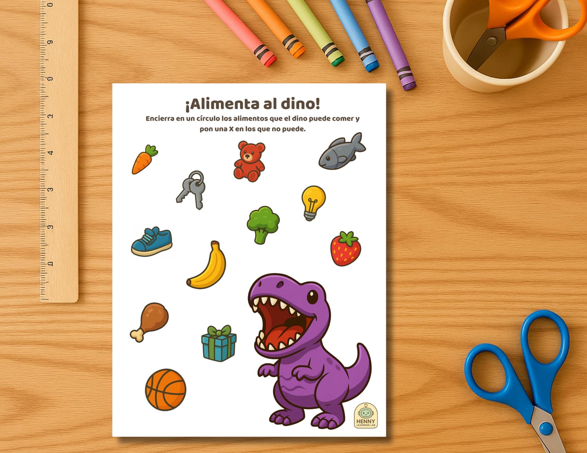 ES- Feed the Dino Worksheet | Preschool Sorting Activity | Kids ...