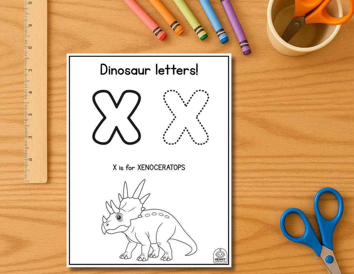 Letter X Dinosaur Tracing Worksheet | Alphabet Printable for Kids ...