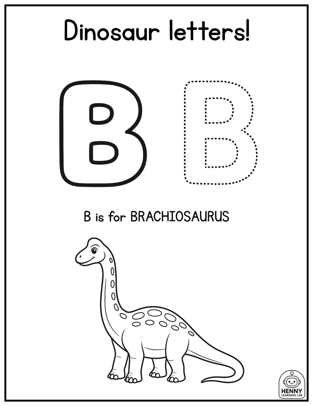 Letter B Dinosaur Tracing Worksheet | Alphabet Printable for Kids ...