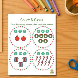 Christmas Counting Worksheet | Preschool Math Activity (PDF) - Etsy