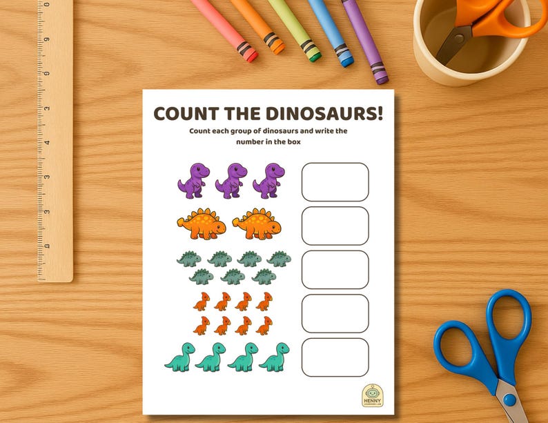 Dinosaur Counting Worksheet | Preschool Math Activity | Kids Printable ...