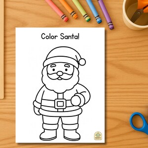 Christmas Santa Coloring Page | Kids Holiday Activity (PDF) - Etsy