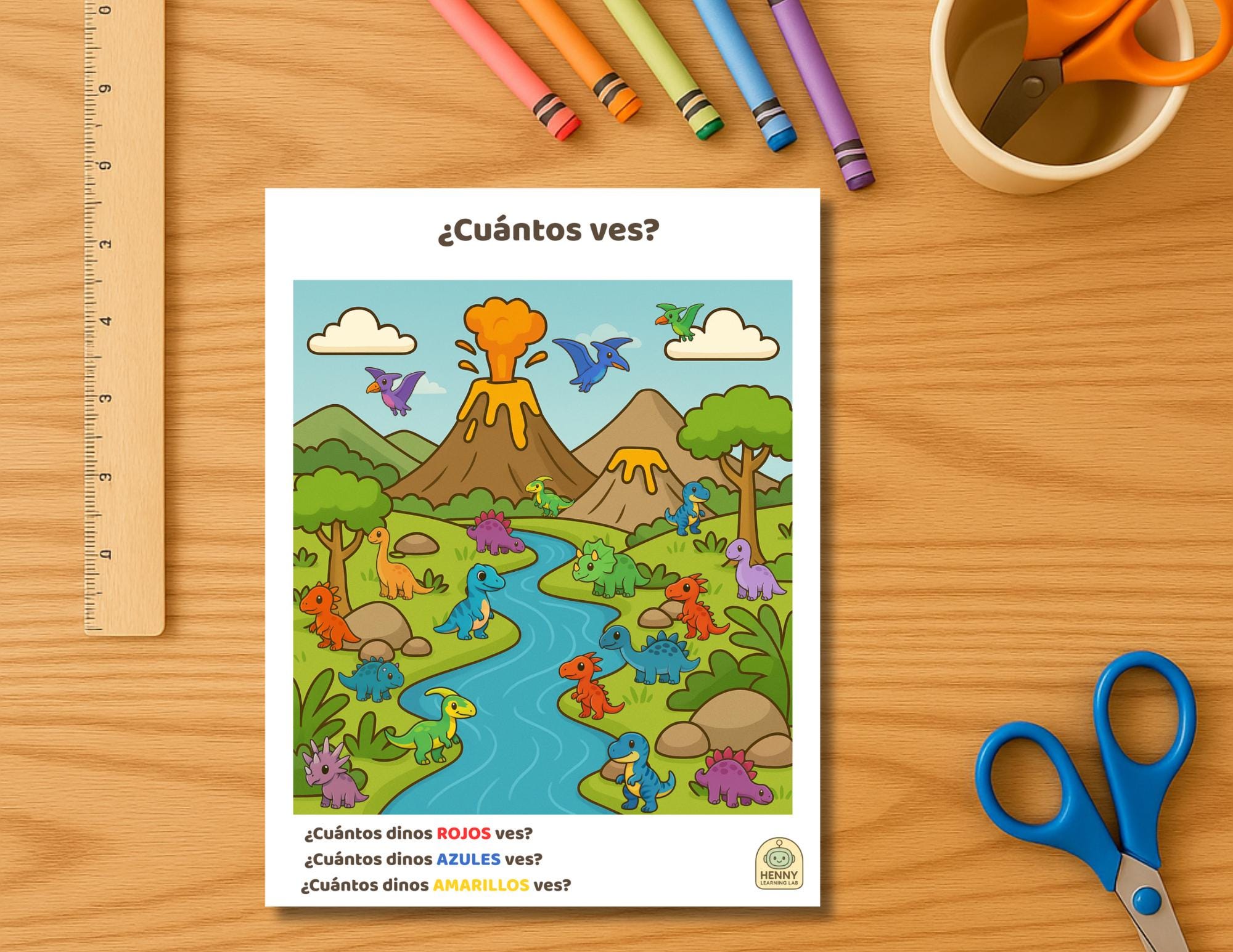 ES- Dino Color Count Worksheet | Preschool Learning Activity | Kids ...