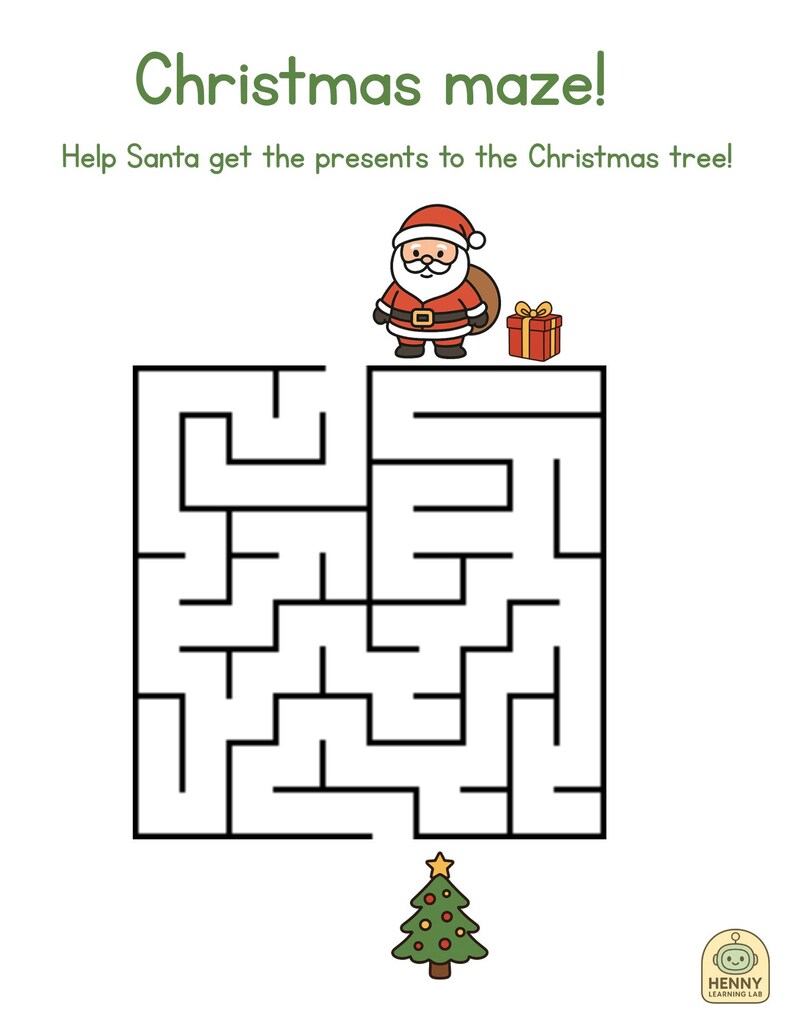 Santa Maze Worksheet | Christmas Activity, Ages 3-5 (PDF) - Etsy