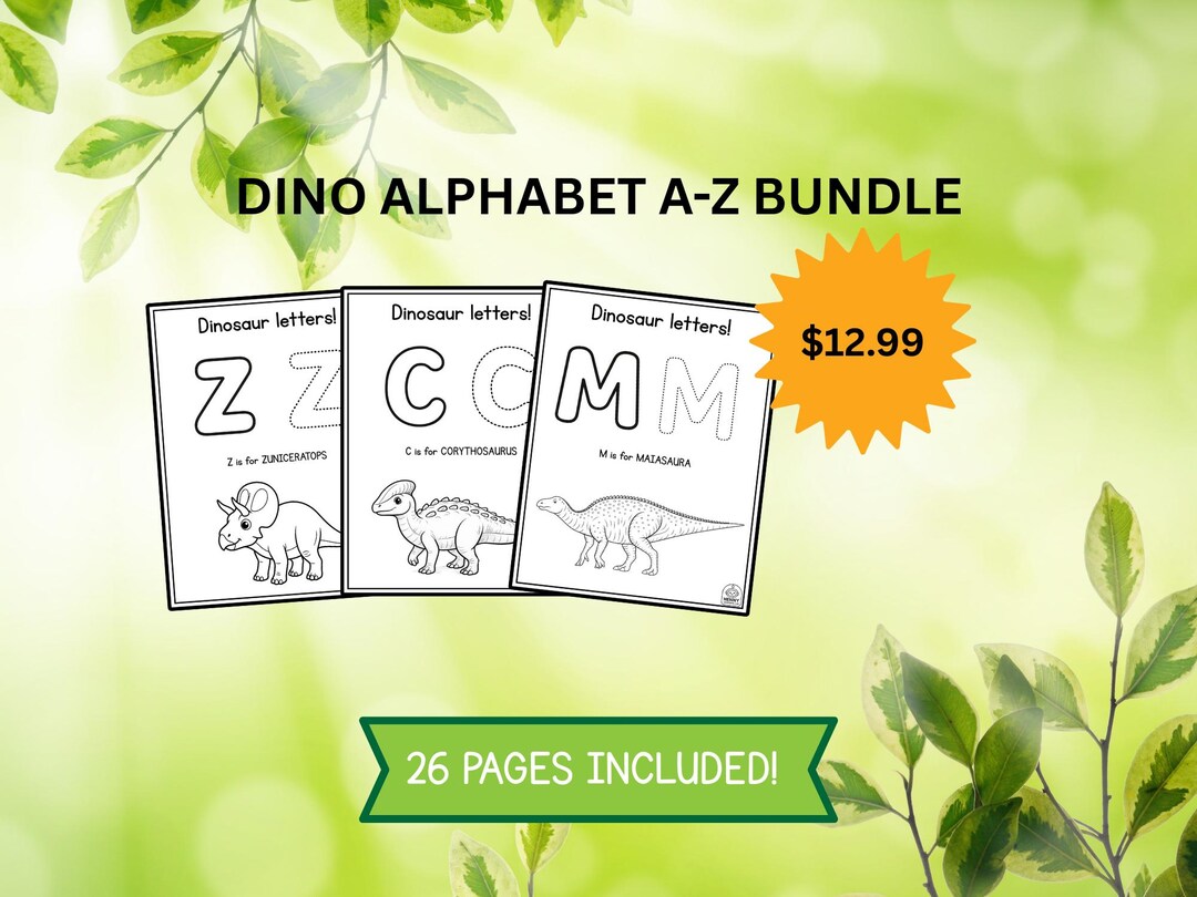 Dinosaur Alphabet Tracing & Coloring Book | A-Z Letter Recognition ...