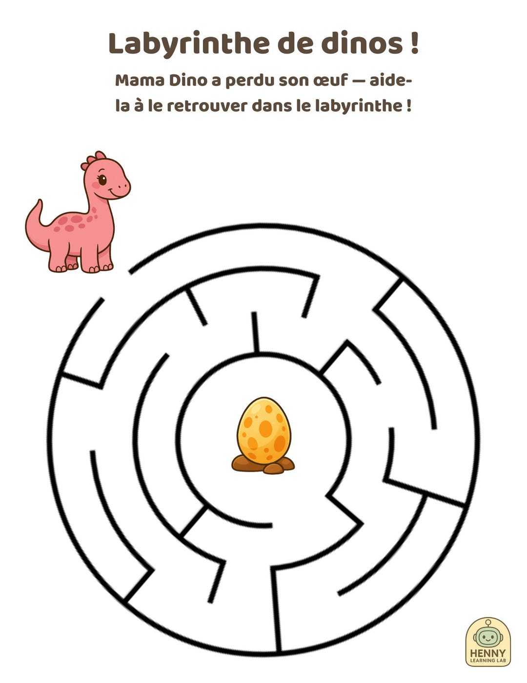 French Dino Maze Worksheet | Preschool Problem-solving Activity ...