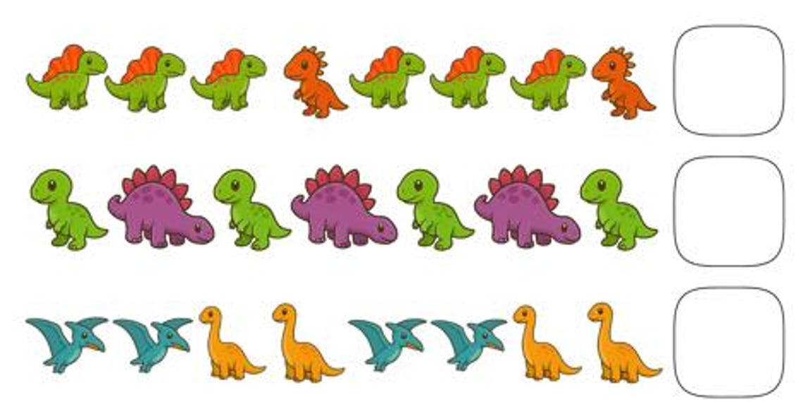 Dinosaur Pattern Worksheet | Preschool Sequencing Activity (PDF) - Etsy
