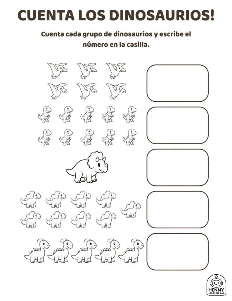 ES- Dinosaur Counting | Preschool Math Activity | Kids Printable PDF ...
