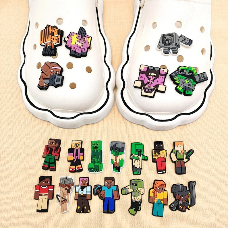 Minecraft Game Shoe Charms, Gamer Croc Charms, Creeper & Steve Jibbitz ...