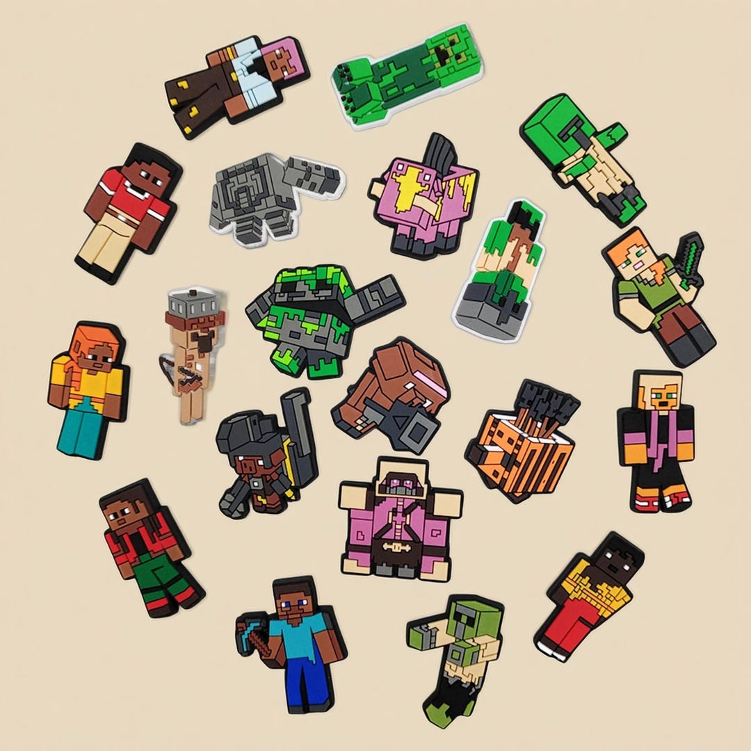 Minecraft Game Shoe Charms, Gamer Croc Charms, Creeper & Steve Jibbitz ...