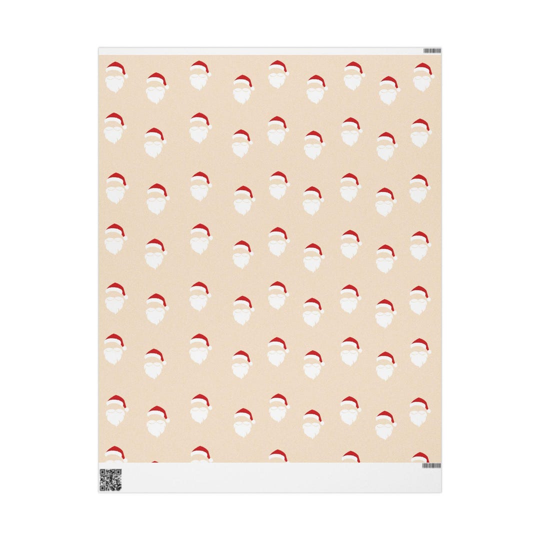 Minimal Santa Face Wrapping Paper | Christmas Gift Wrap, Beige Santa ...
