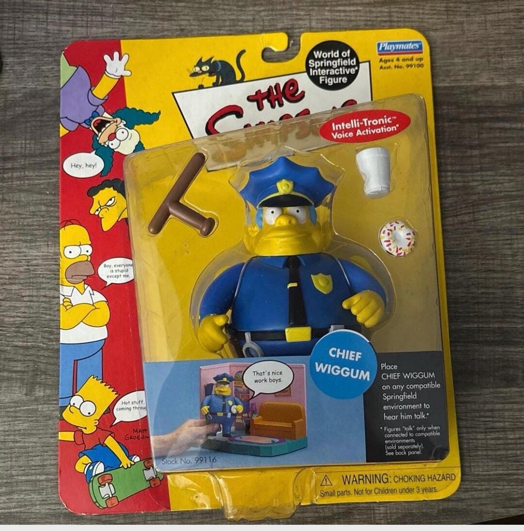 The Simpsons Playmates WOS Chief Wiggum Interactive Figure New on Card ...