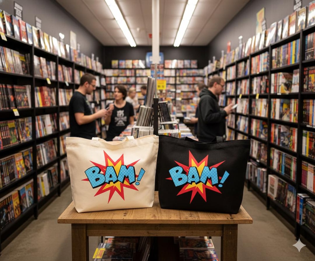 BAM Comic Pop Art Tote Bag | Retro Onomatopoeia Canvas Shopper - Etsy