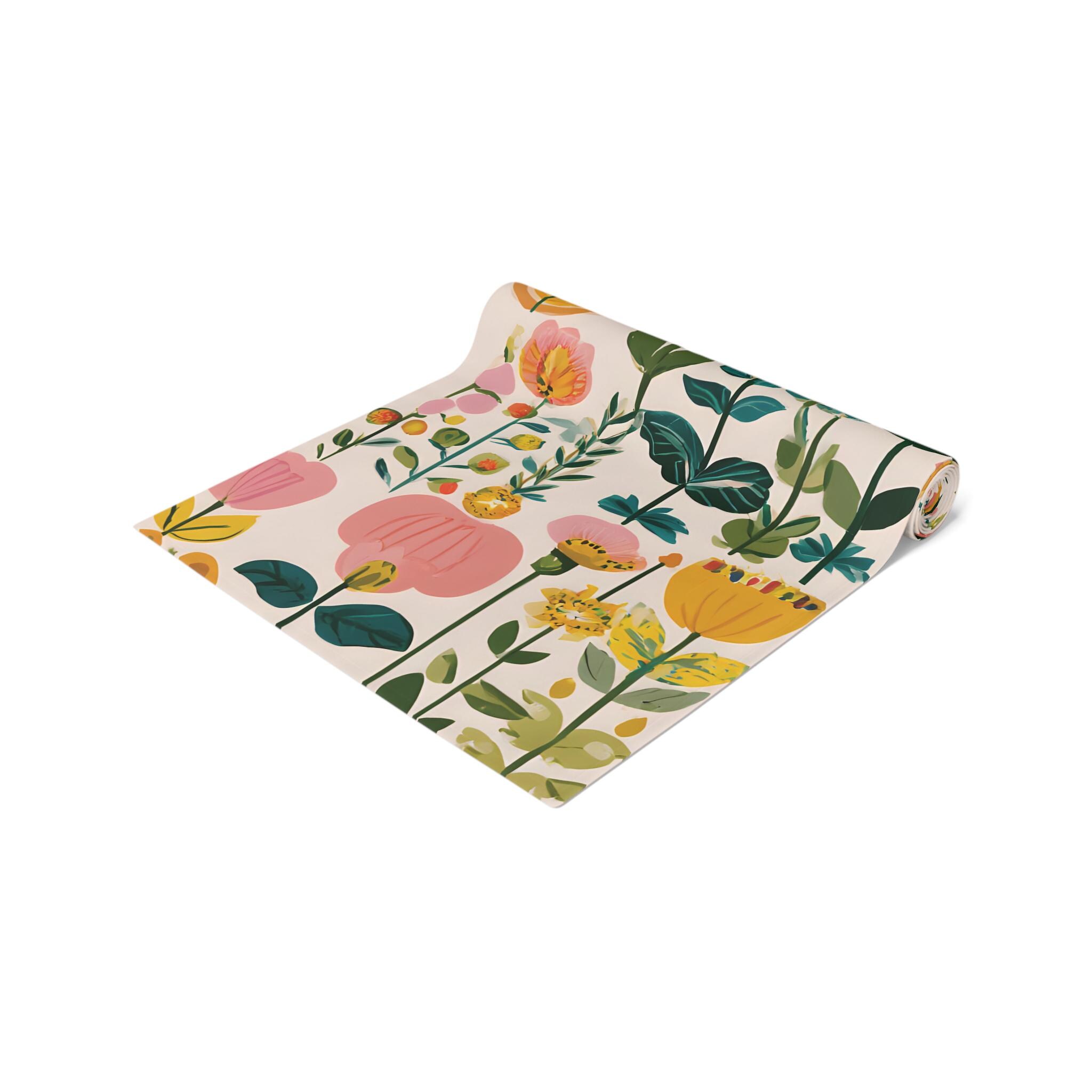 Vintage Floral Pattern Table Runner | Pastel Tulip Bouquet - Etsy