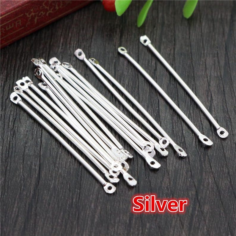 100pcs Connector Bar Charm, Metal Link Bars With Hole for Bracelet ...