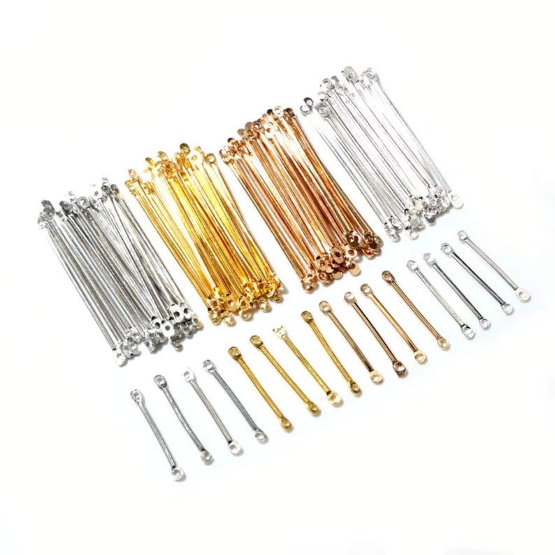 100pcs Connector Bar Charm, Metal Link Bars With Hole for Bracelet ...