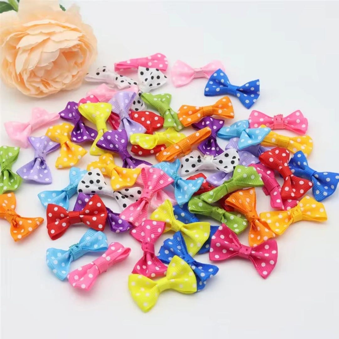 50pcs Mini Polka Dot Bow Ties for Clothing, Headwear, Jewelry, & Craft ...