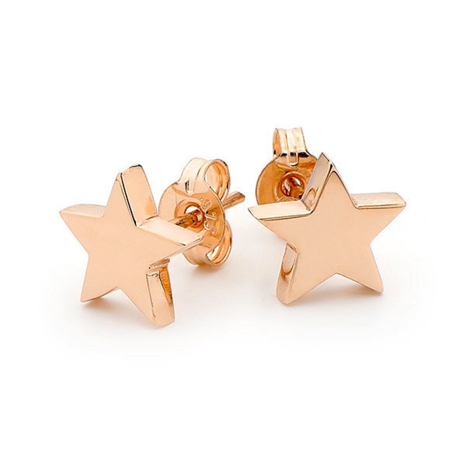 Small Rose Gold Star Stud Earrings - Etsy