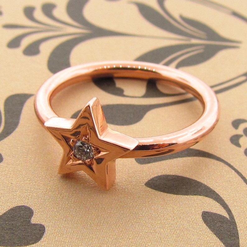 Diamond Star Ring Rose Gold Baby Star Diamond Ring - Etsy