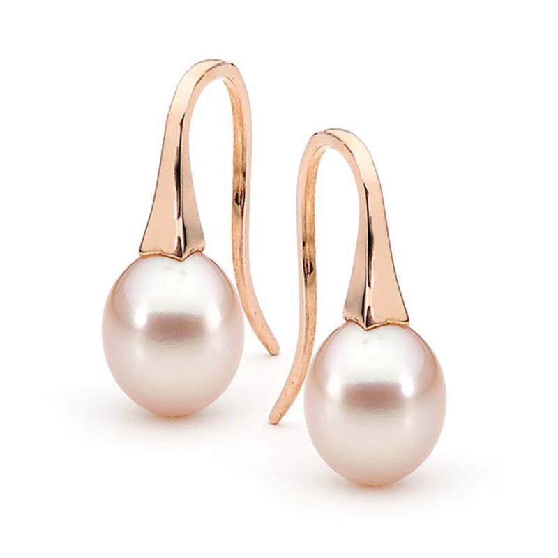 Rose Gold Pearl Earrings - Etsy