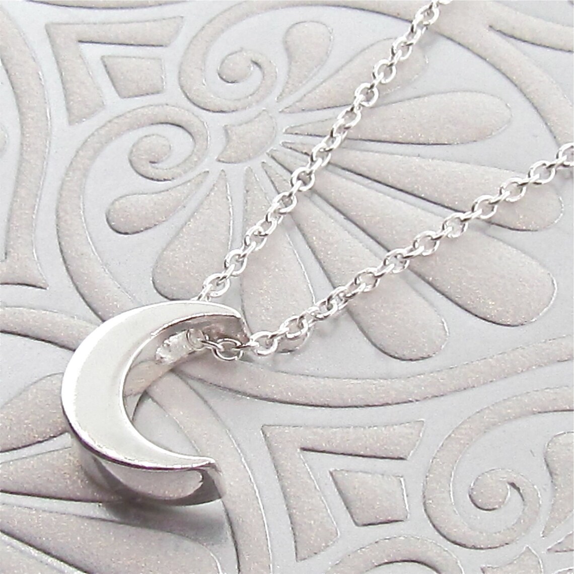 Sterling Silver Crescent Baby Moon Necklace or Anklet small | Etsy