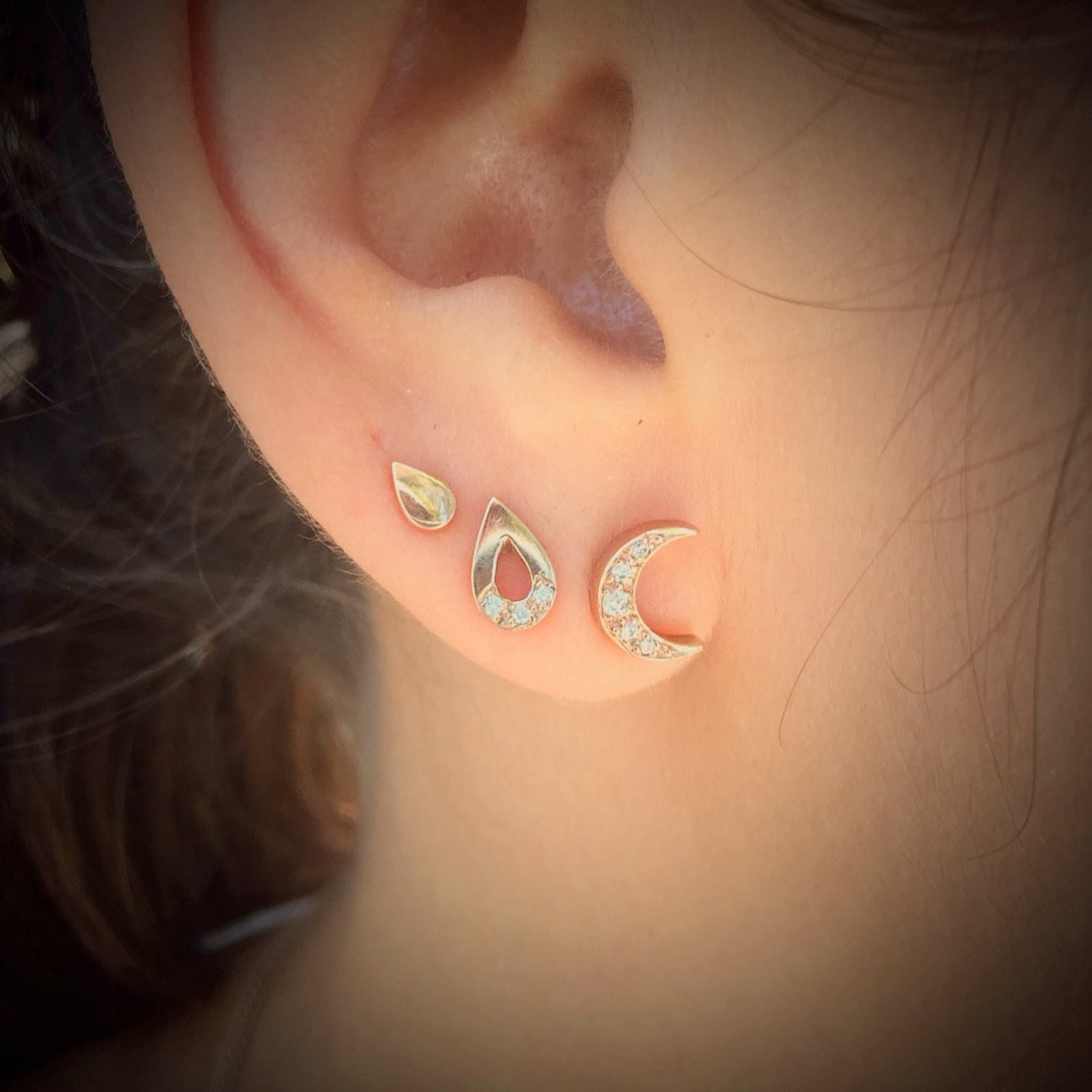 Gold 'baby Moon and Star' Stud Earrings Crescent Moon - Etsy