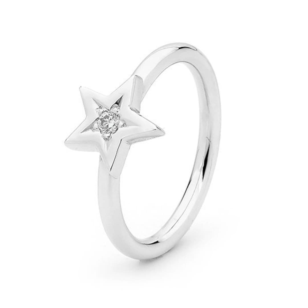Diamond Star Ring, White Gold Baby Star Diamond Ring - Etsy