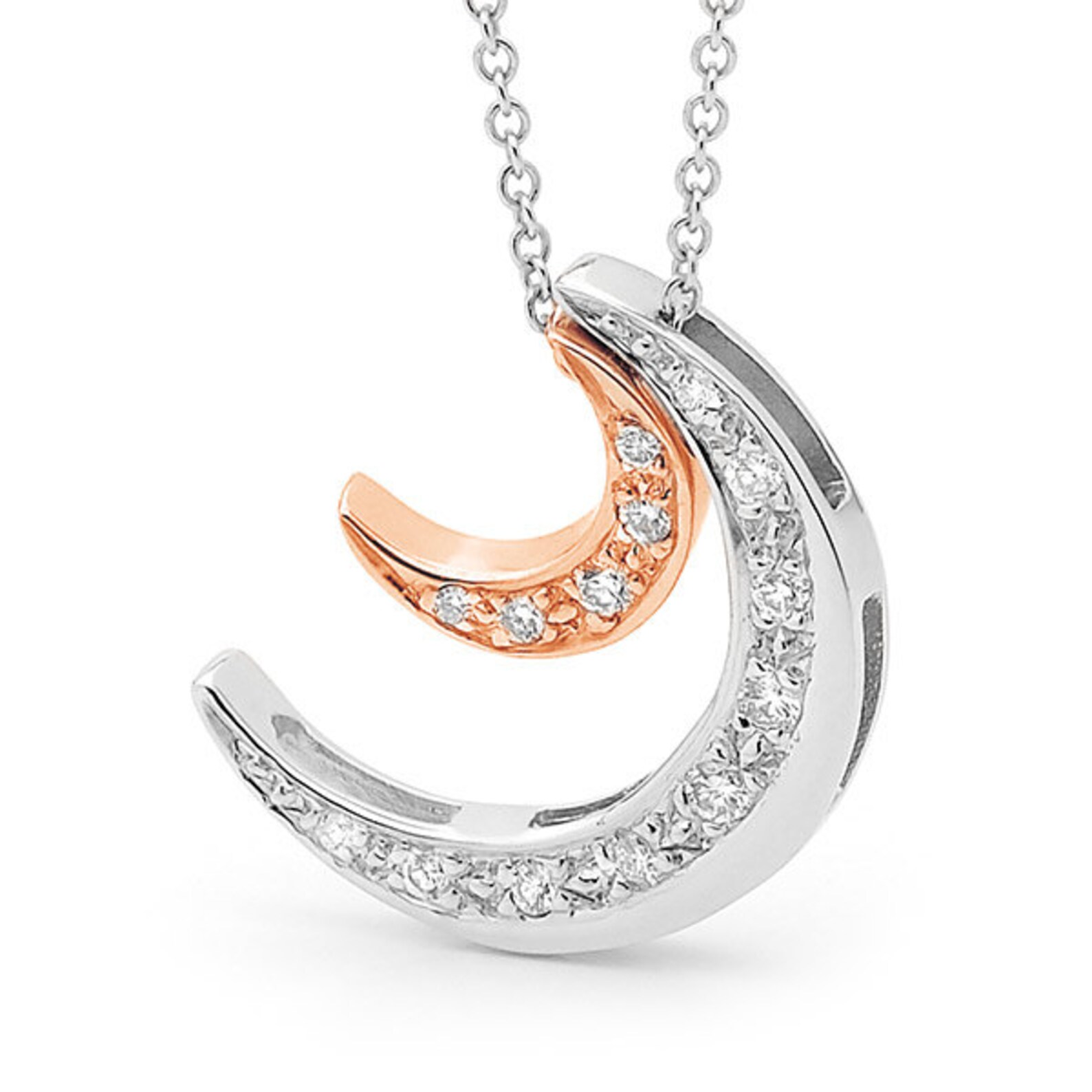 Diamond Crescent Moon Necklace White Gold and Diamond Moon - Etsy