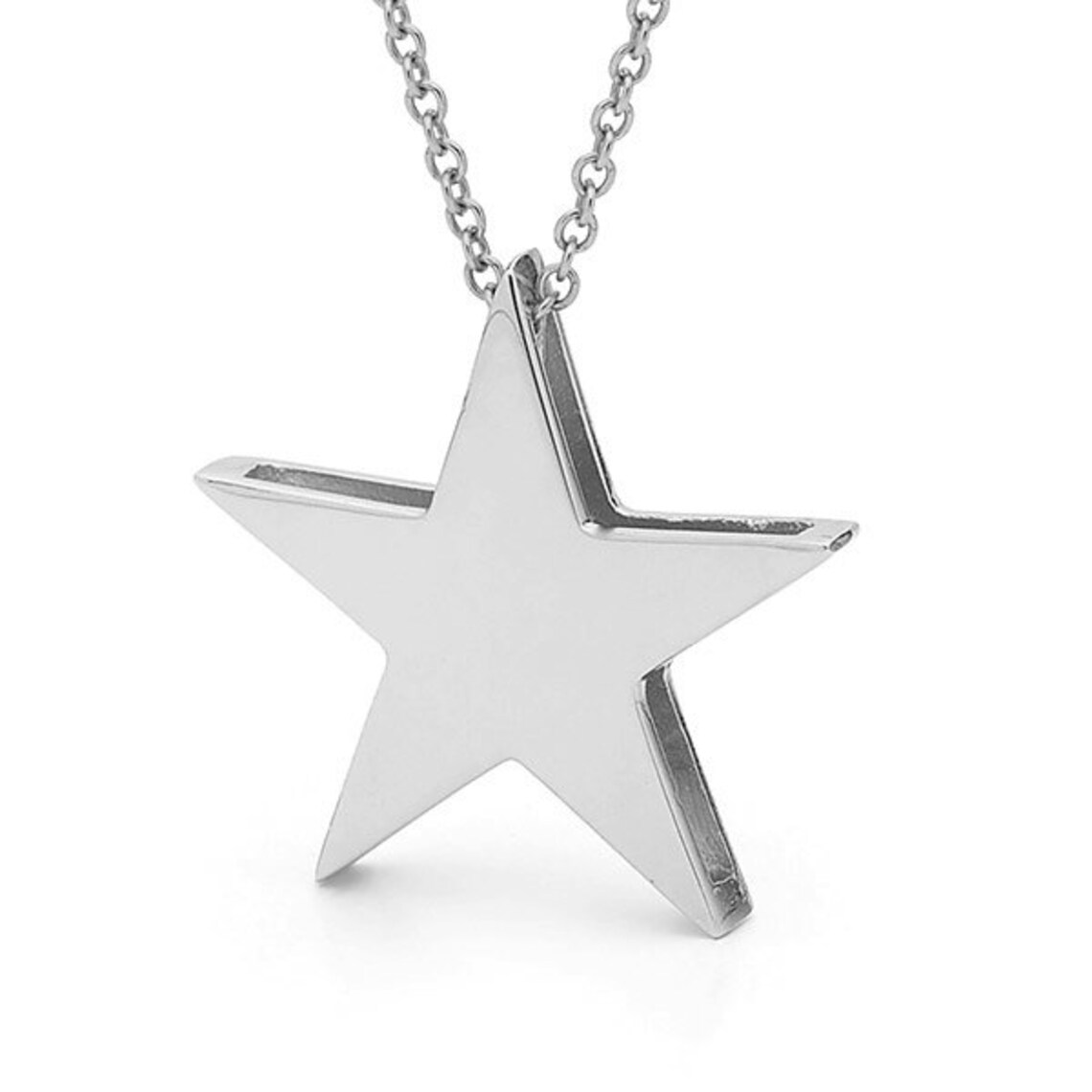 White Gold Star Pendant 9k 9ct White Gold Star Necklace - Etsy