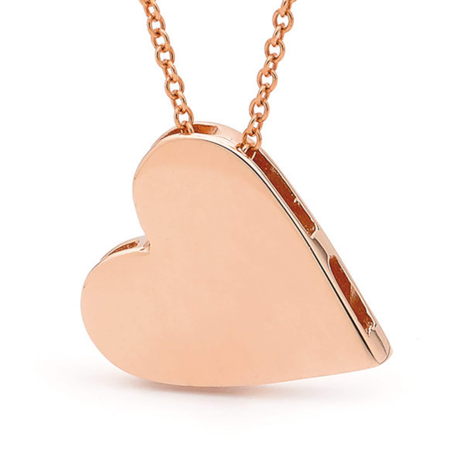 Rose Gold Heart Pendant Heart Necklace Rose Gold Heart | Etsy