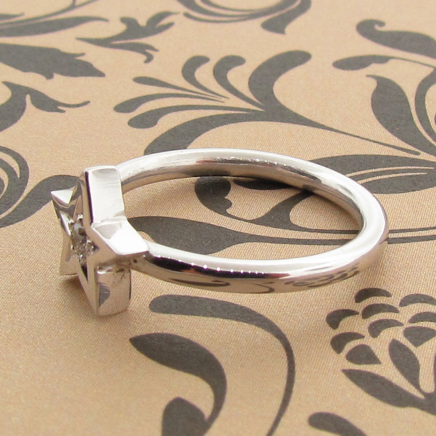 Diamond Star Ring White Gold Baby Star Diamond Ring - Etsy