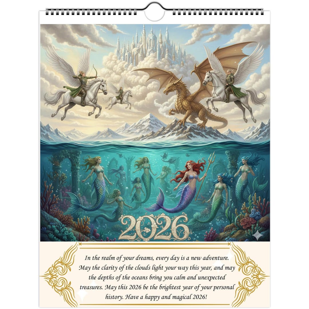 2026 Fantasy Calendar - Mythical Creatures Wall Calendar - Etsy