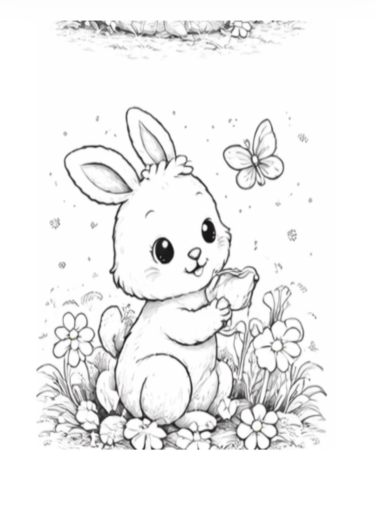 Adorable Bunny Coloring Pages for Kids - Etsy