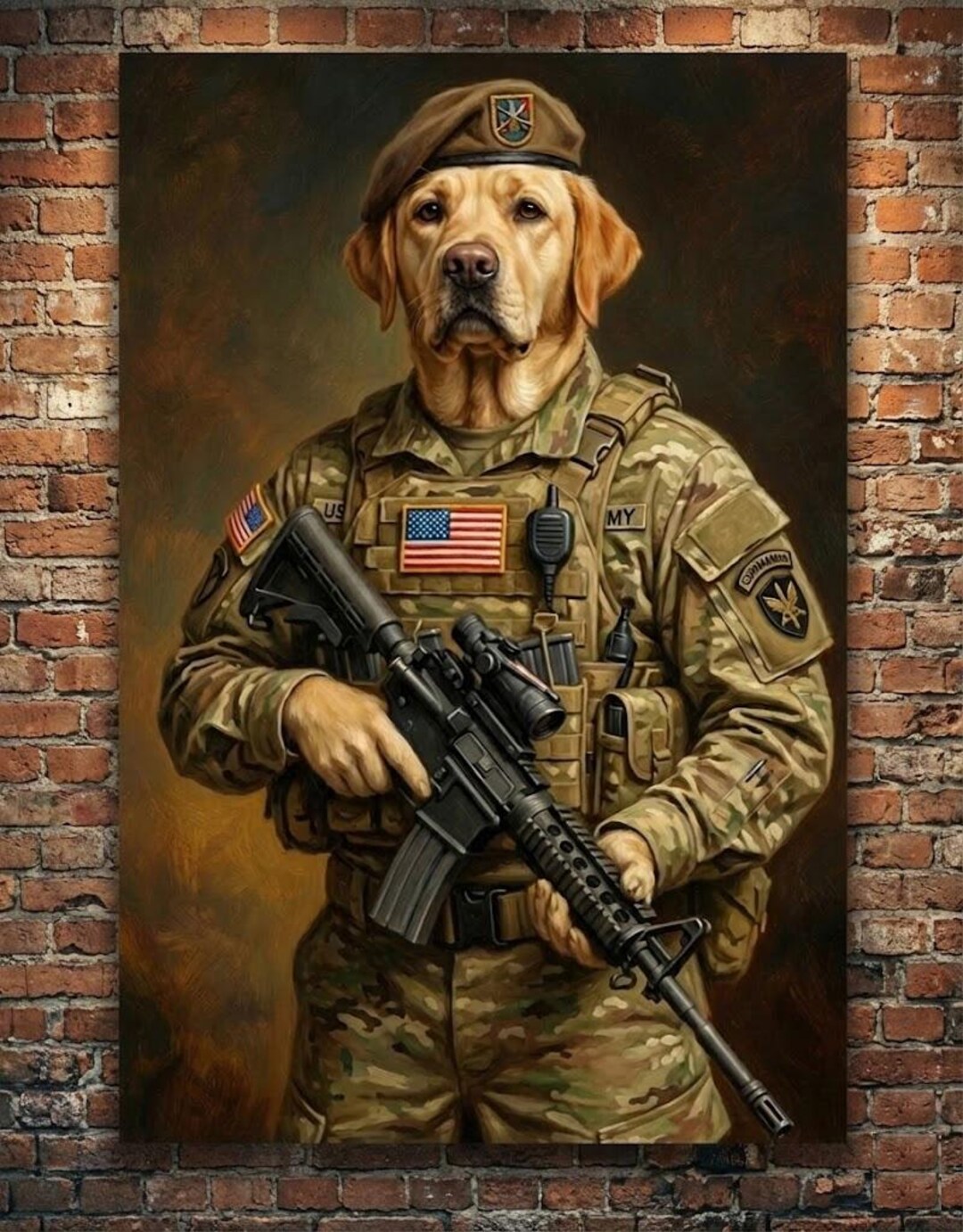 Military Pet Portrait Custom Canvas Art From Your Photo – Hero Soldier ...