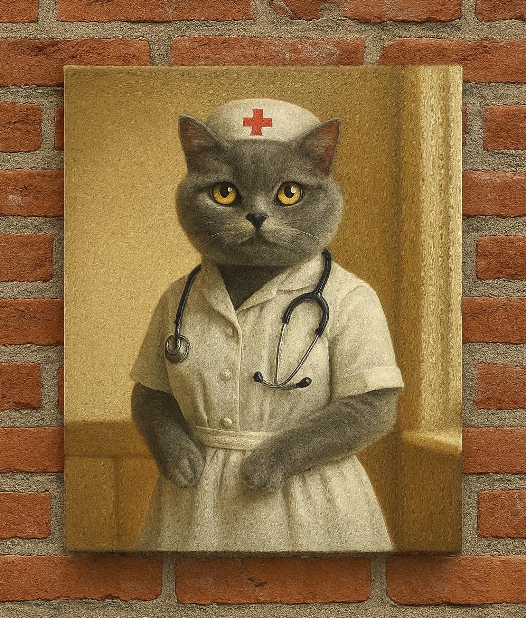 Custom Nurse Pet Portrait – Personalized Cat or Dog Canvas, Medical Art ...