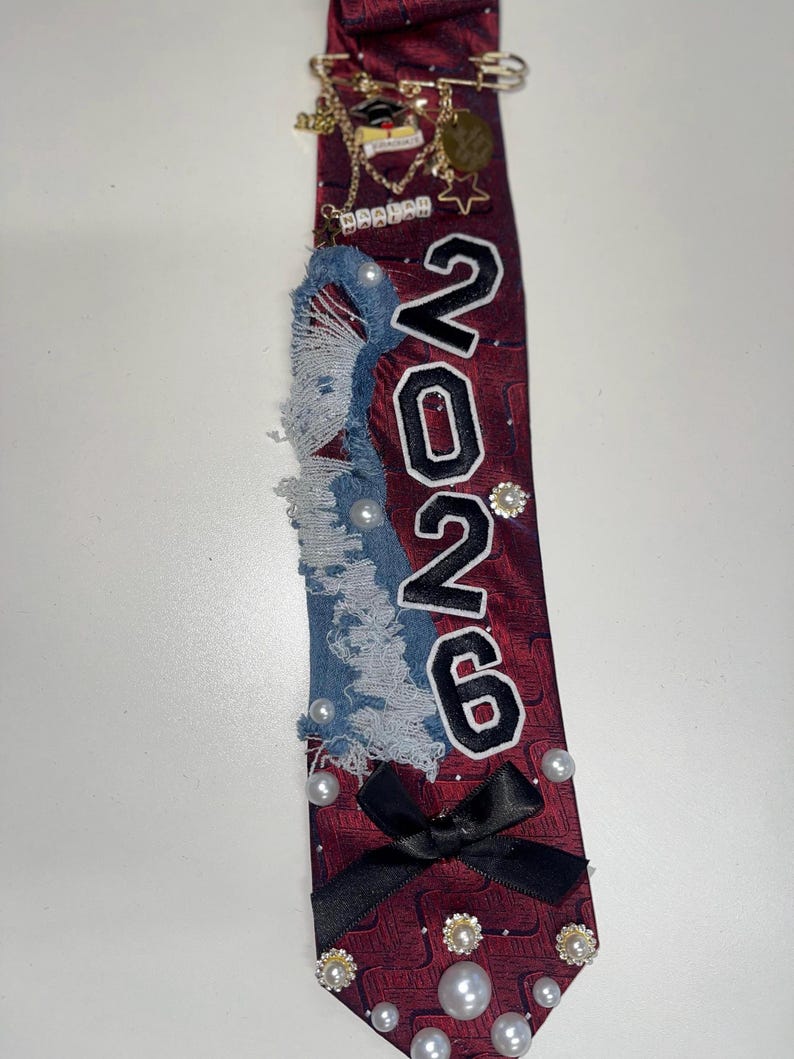 New and Upcycled Themed Junky Tie With Patches, Jewels, and ...