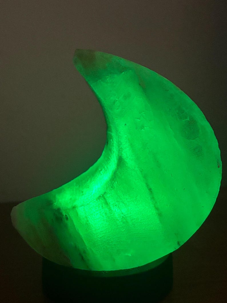 Moon Crescent Himalayan Salt Lamp | Colour Changing LED Night Light - Etsy