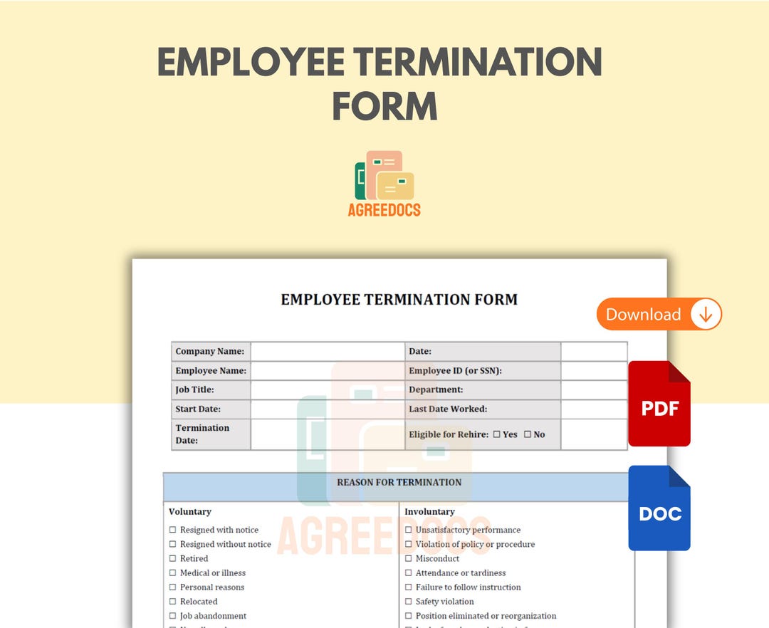 Employee Termination Form Template, Editable HR Offboarding Form ...